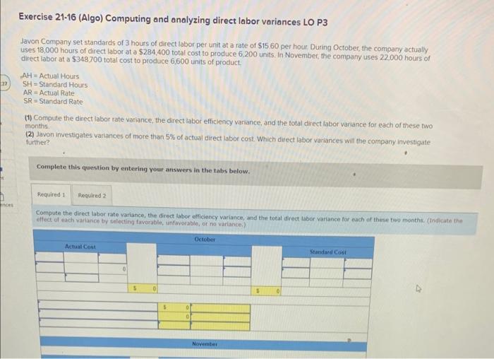 Solved Exercise 21-16 (Algo) Computing and analyzing direct | Chegg.com Solved Exercise 21-16 (Algo) Computing and analyzing direct | Chegg.com