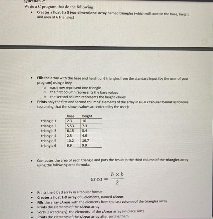 Solved Question 2: Write a C program that do the following: | Chegg.com