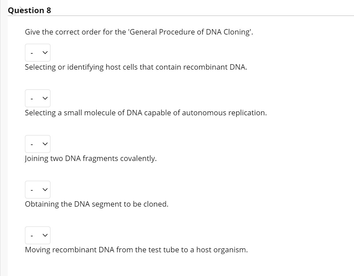 Solved Question 8Give the correct order for the 'General | Chegg.com
