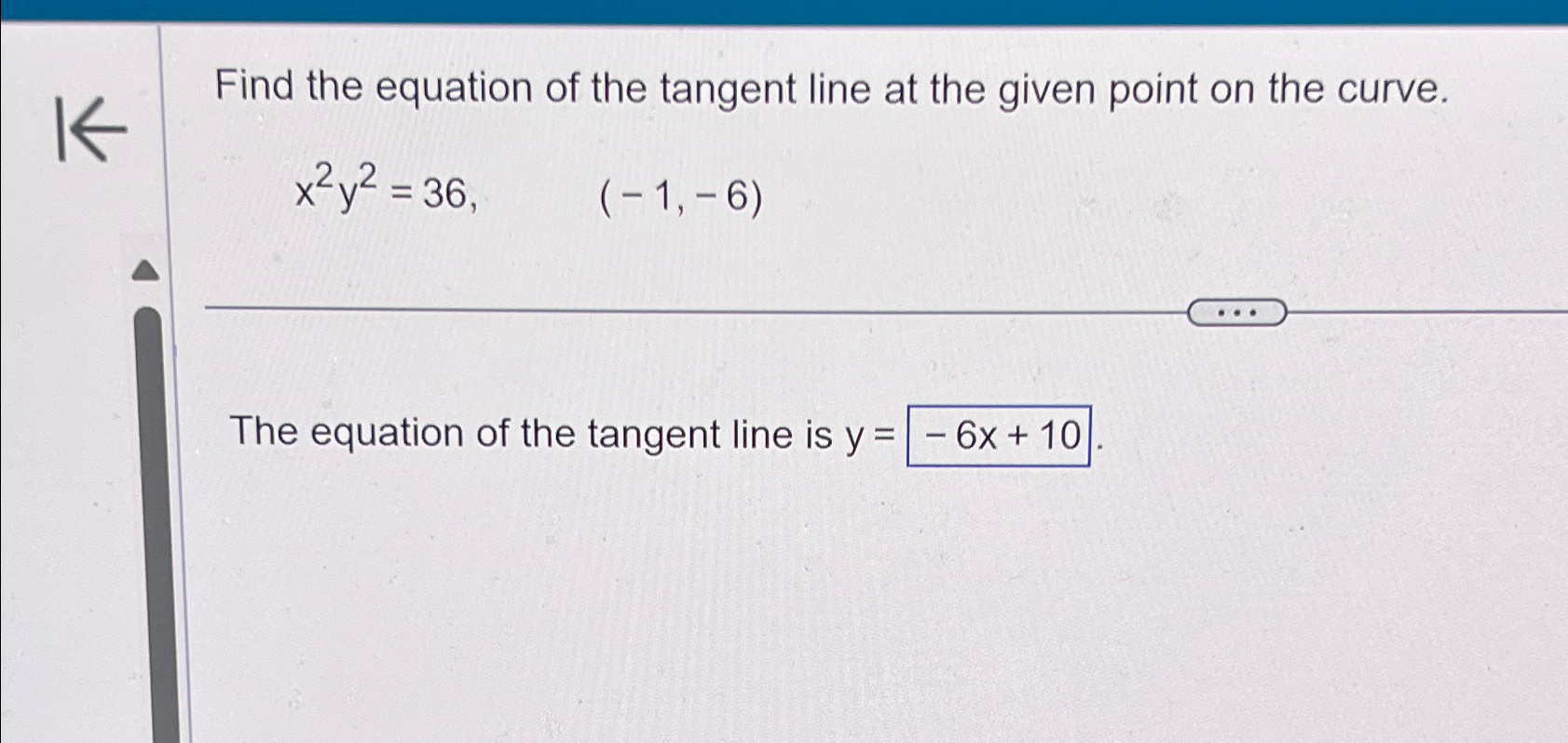 Solved Find the equation of the tangent line at the given | Chegg.com