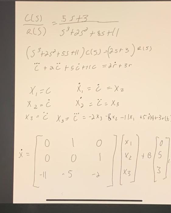 Solved \( \begin{array}{l}\frac{C(s)}{R(s)}=\frac{.5 | Chegg.com