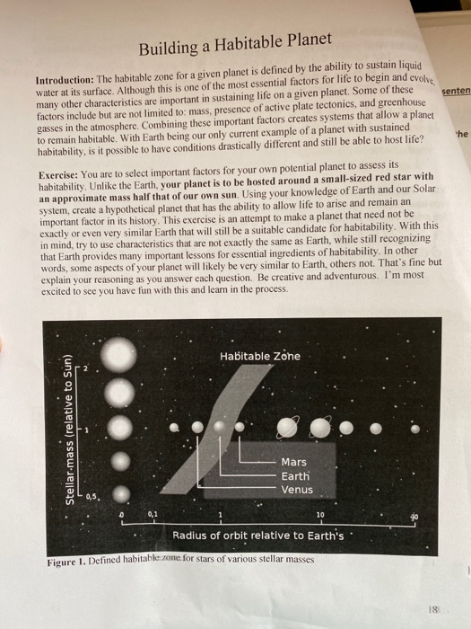 Solved Senten He Building A Habitable Planet Introduction Chegg