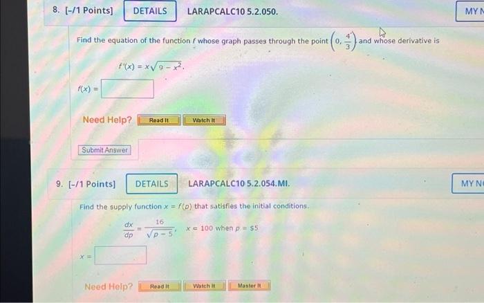 Solved 8. [-/1 Points] DETAILS Find the equation of the | Chegg.com