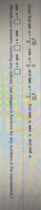 Solved Find the exact value of csc 60°. csc 60° = (Simplify | Chegg.com