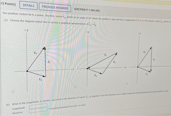 Solved to position vectors lie in a plane. The first vector | Chegg.com