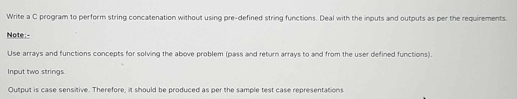 Solved Write A C Program To Perform String Concatenation Chegg