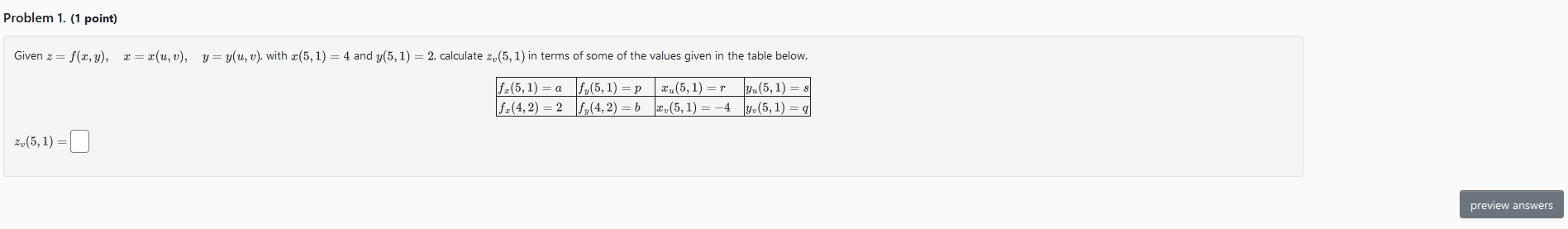 Solved Problem 1. (1 ﻿point)Given | Chegg.com
