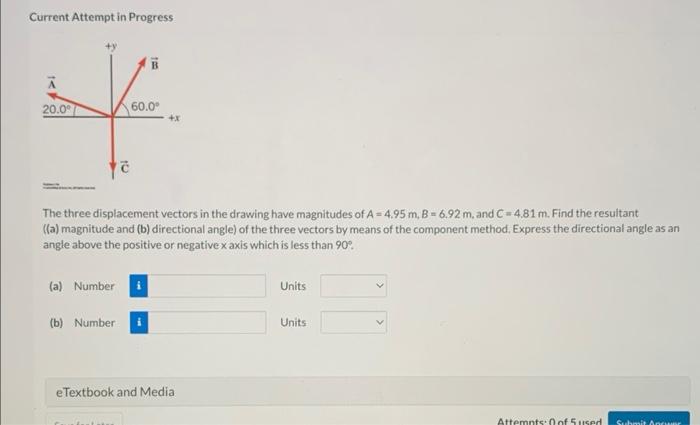 Solved Current Attempt in Progress The three displacement | Chegg.com