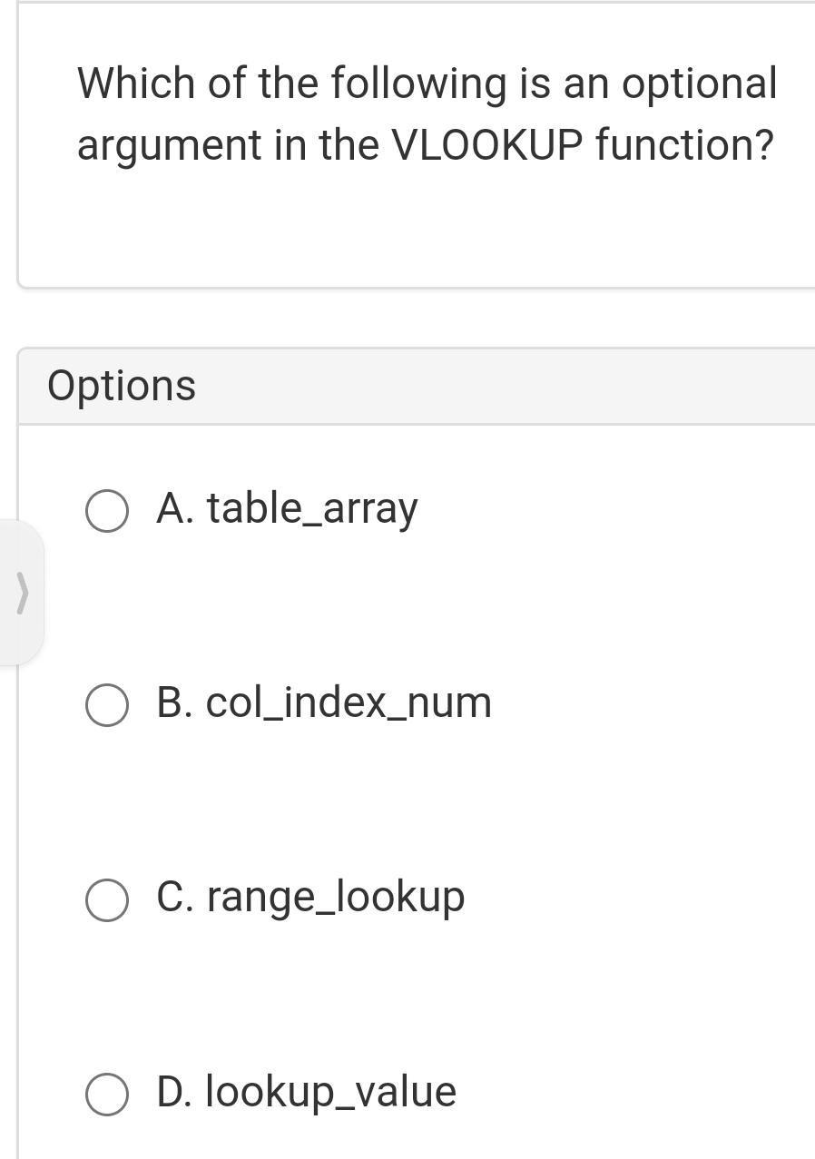Solved Which of the following is an optional argument in the | Chegg.com
