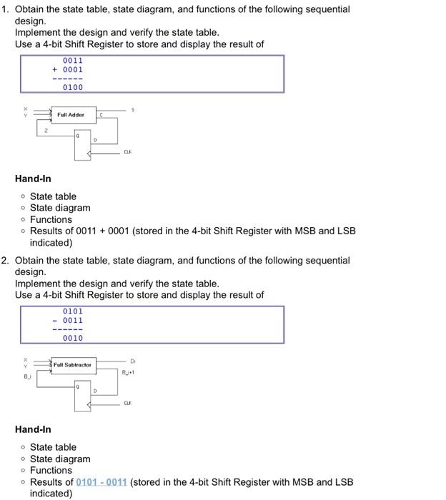 Solved 1. Obtain the state table, state diagram, and | Chegg.com