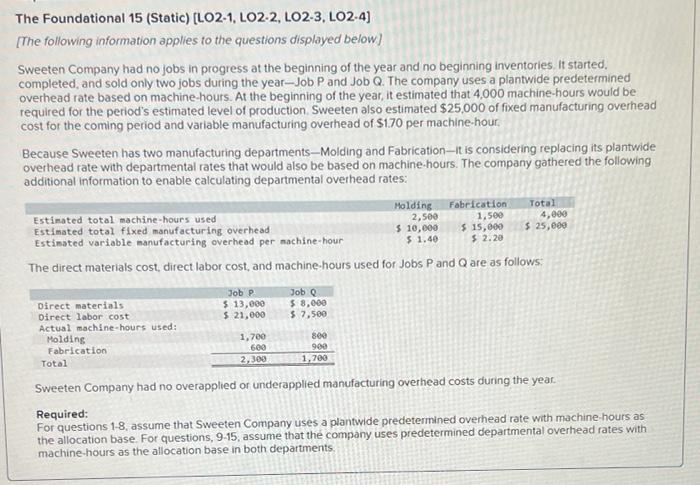 Solved The Foundational 15 (Static) [LO2-1, LO2-2, LO2-3, | Chegg.com