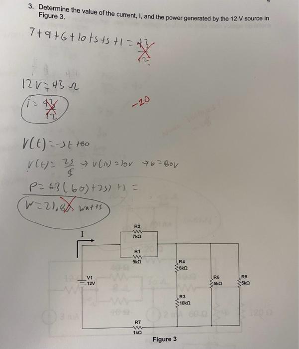 Solved 3. Determine the value of the current, I, and the | Chegg.com