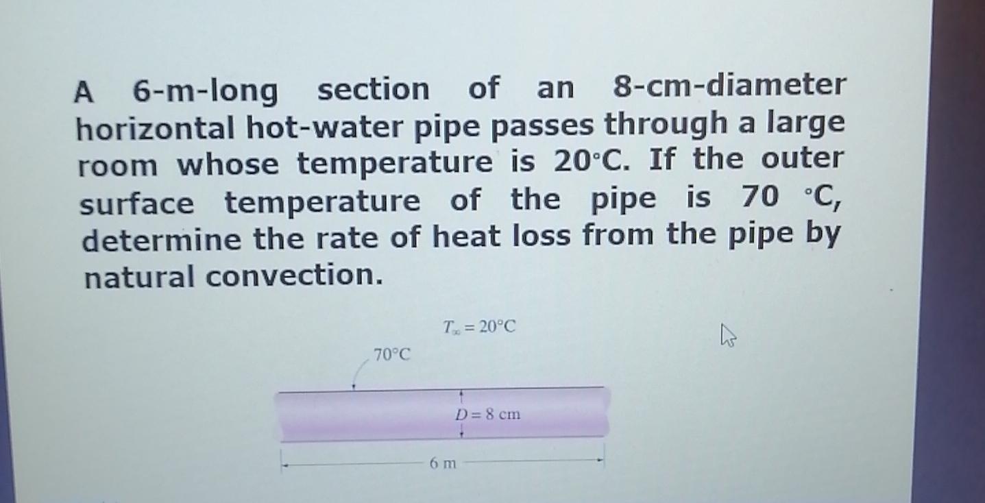 Solved A 6-m-long section of an 8-cm-diameter horizontal | Chegg.com