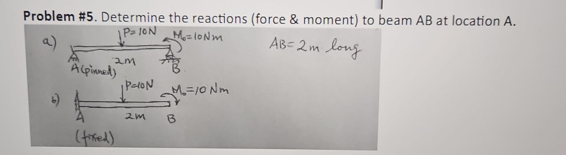 Problem 5 ﻿determine The Reactions Force And Moment
