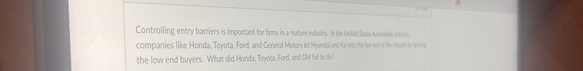 Solved Controlling entry barriers is important for firms in | Chegg.com