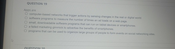 Solved QUESTION 19Apps arecomputer-based networks that | Chegg.com
