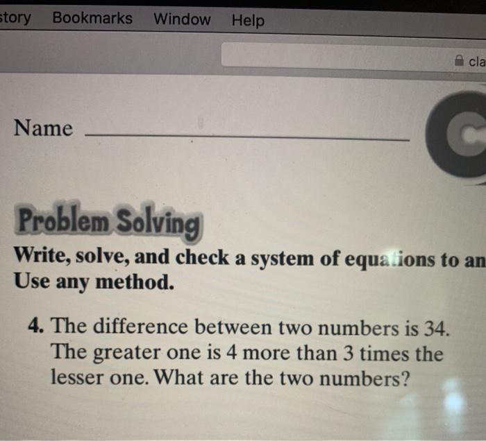 Solved story Bookmarks Window Help cla Name Problem Solving | Chegg.com