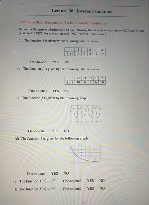 Solved Problem 20.1: Determine if a function is one-fo-one ( | Chegg.com