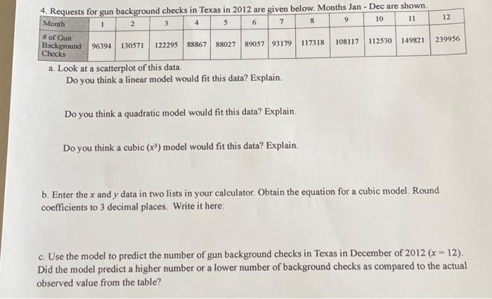 Solved 4. Requests for gun background checks in Texas in | Chegg.com