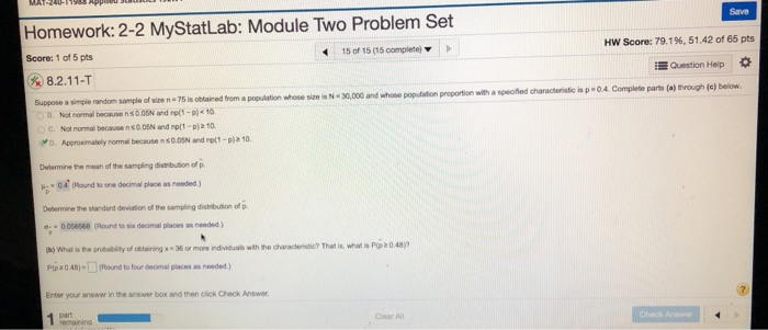 Solved Save Homework: 2-2 MyStatLab: Module Two Problem Set | Chegg.com