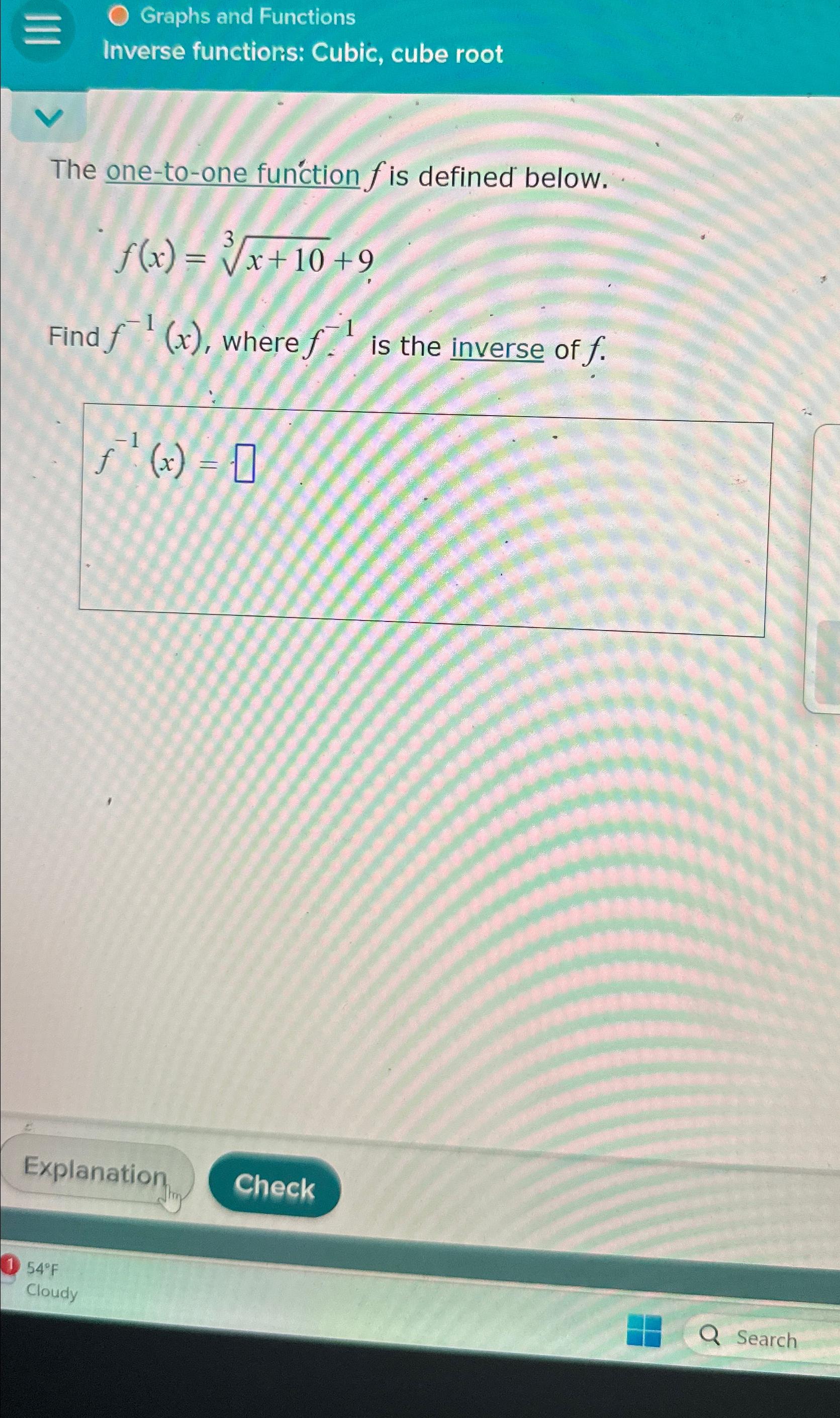 Solved Graphs And Functionsinverse Functions Cubic Cube 