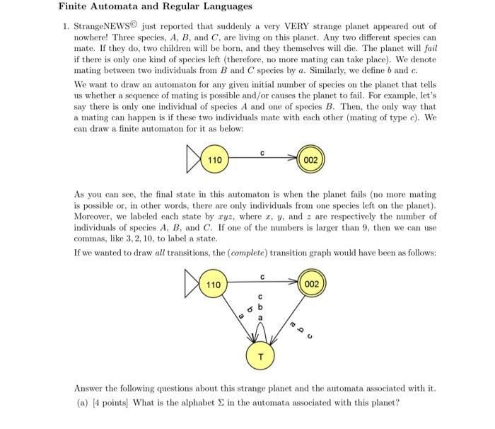 Solved Finite Automata and Regular Languages 1. StrangeNEWS | Chegg.com
