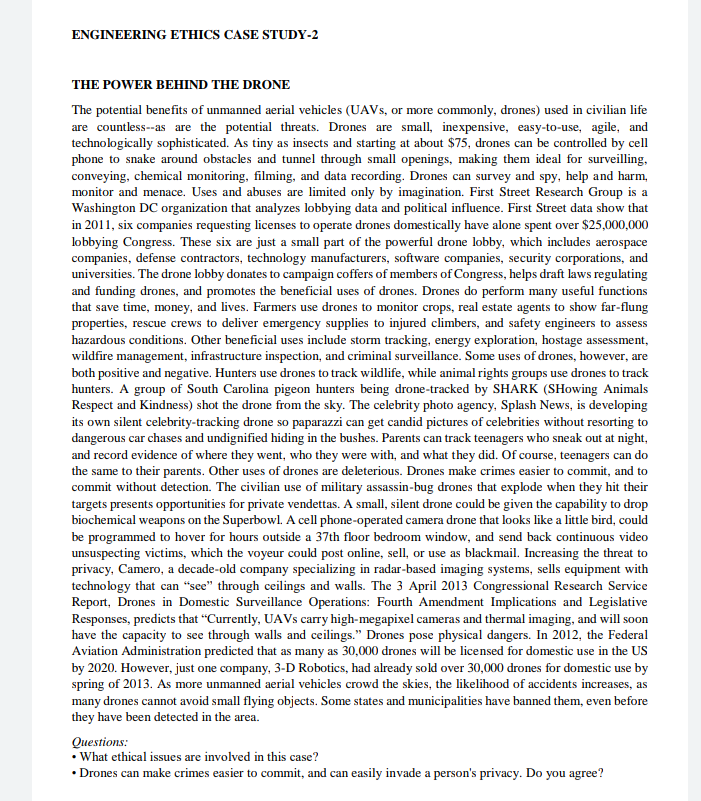 Solved ENGINEERING ETHICS CASE STUDY-2 THE POWER BEHIND THE | Chegg.com