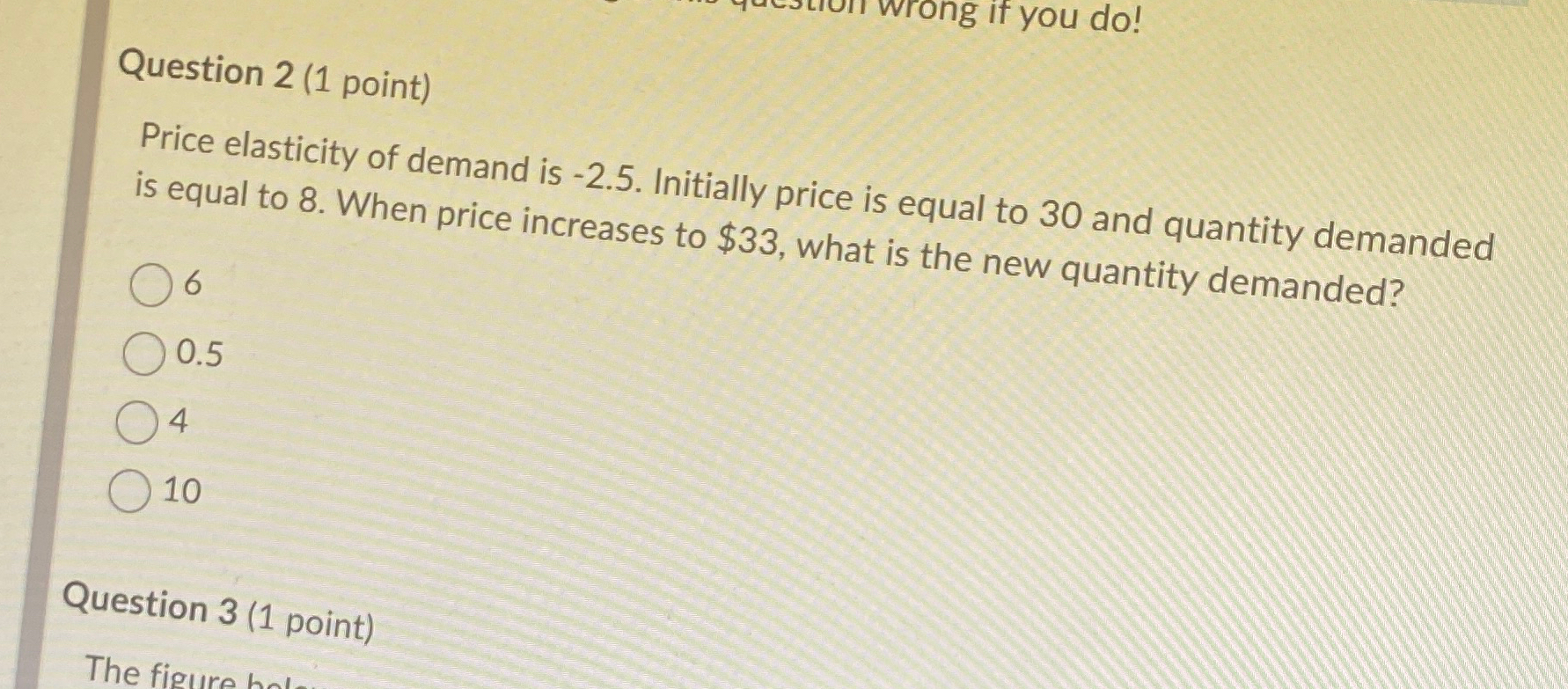 Solved Question 2 (1 ﻿point)Price elasticity of demand is | Chegg.com