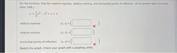 Solved For the function, find the relative maxima, relative | Chegg.com