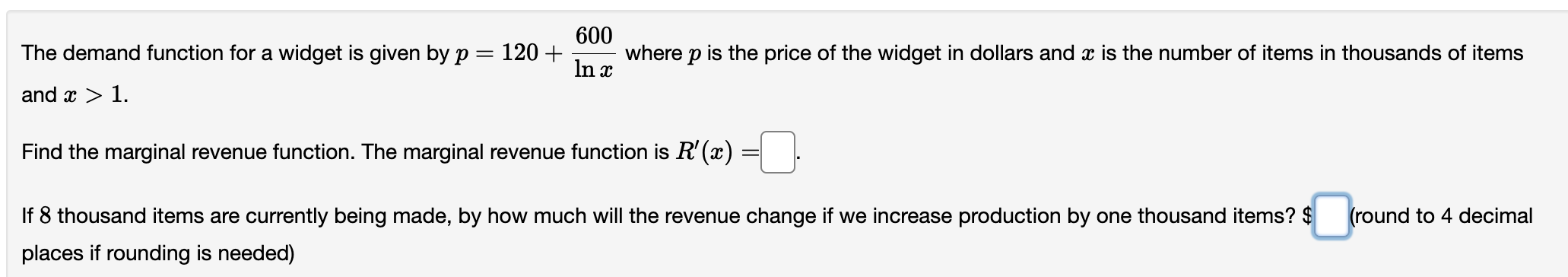 Solved The demand function for a widget is given by | Chegg.com