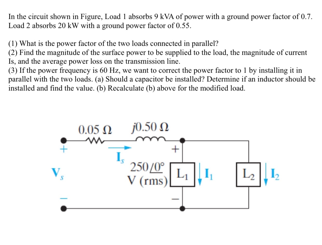 Solved In the circuit shown in Figure, Load 1 ﻿absorbs 9 | Chegg.com