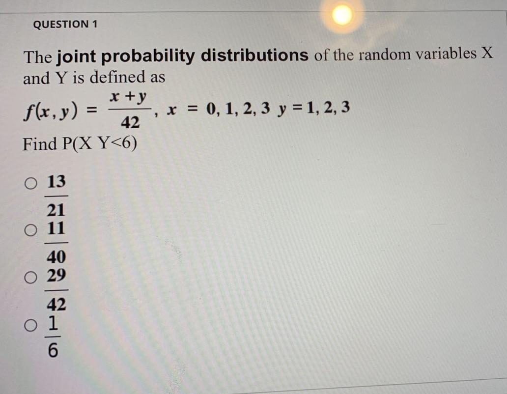 Solved The joint probability distributions of the random | Chegg.com
