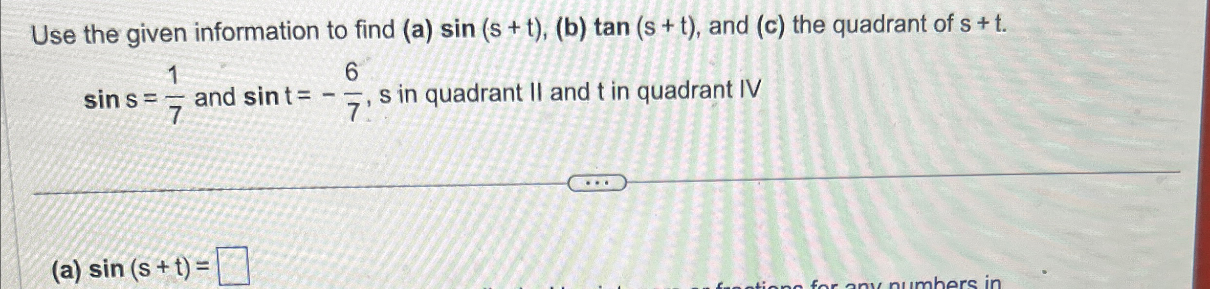 Solved Use the given information to find | Chegg.com