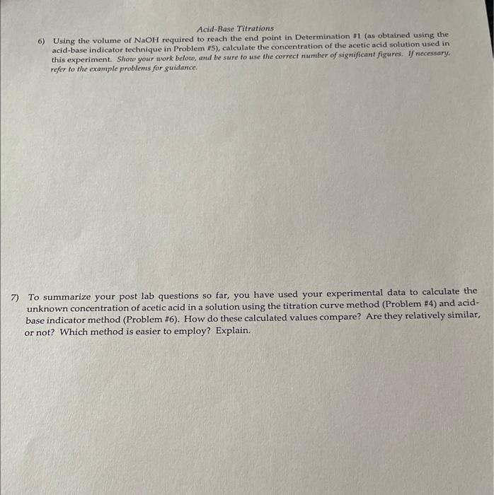 Solved Acid-Parse Titrations DATA AND OBSERVATIONS Be sure | Chegg.com