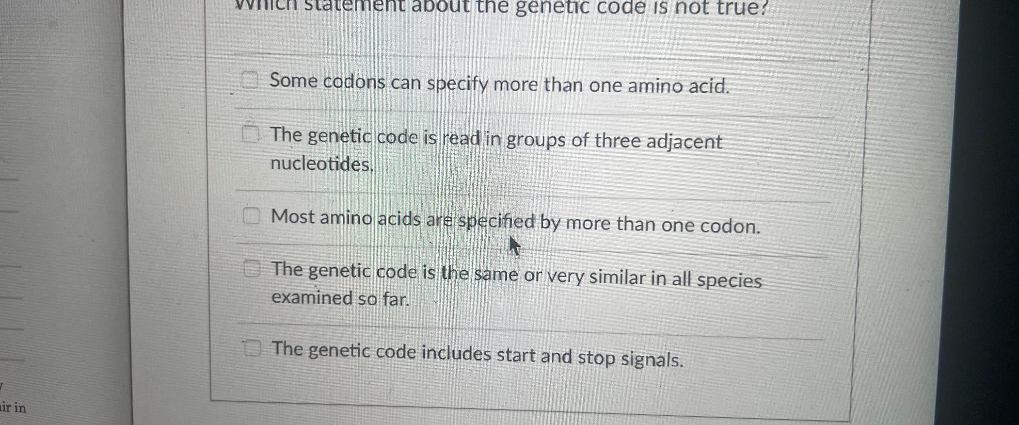 Solved Some codons can specify more than one amino acid.The | Chegg.com