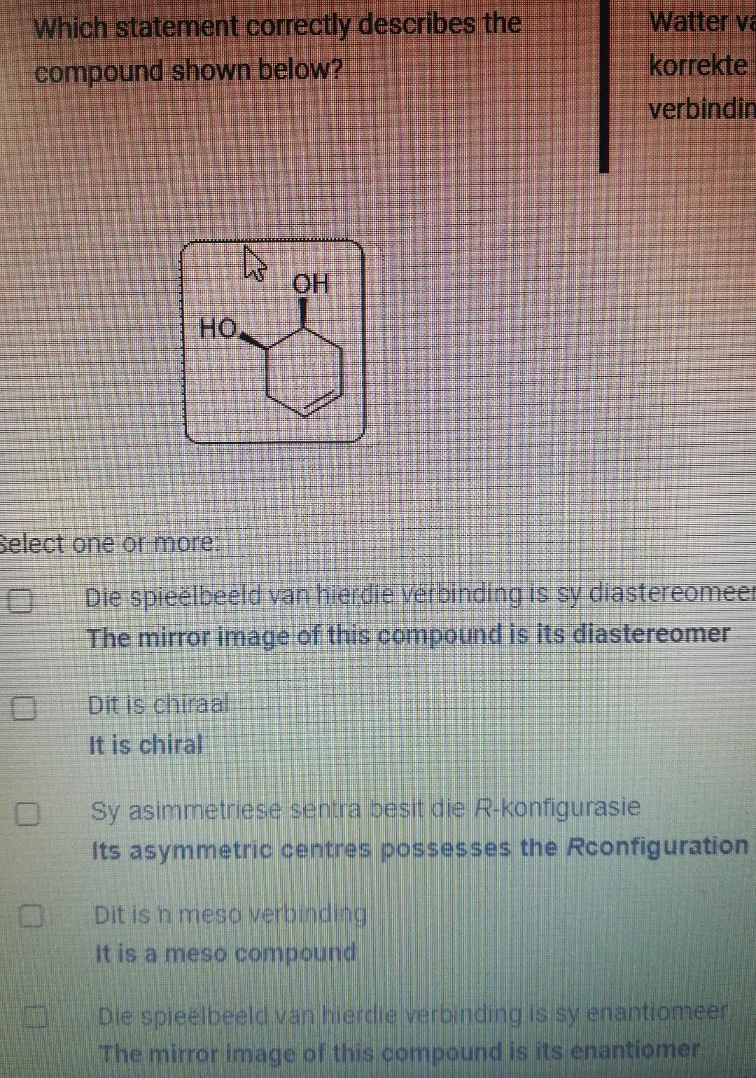 Solved Which statement correctly describes the compound | Chegg.com