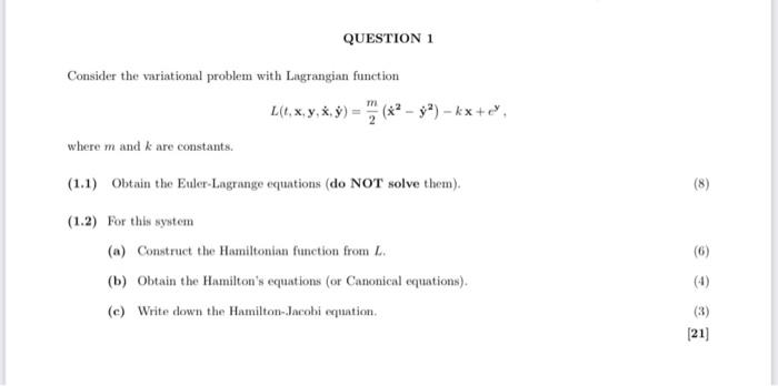 Solved Consider the variational problem with Lagrangian | Chegg.com