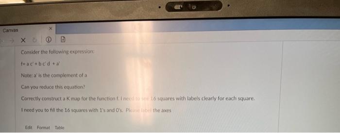 Solved Consider the following expression: f=ac′+bc′d+a′ | Chegg.com