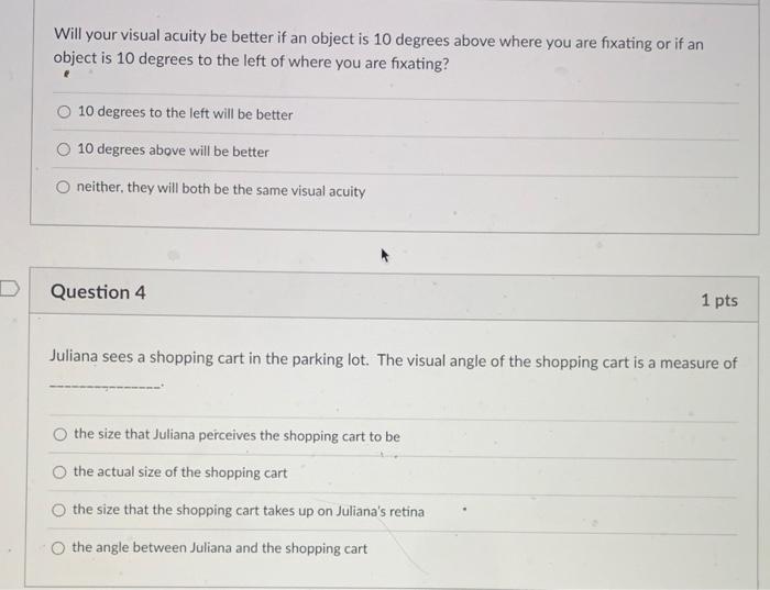 Solved Will your visual acuity be better if an object is 10 | Chegg.com