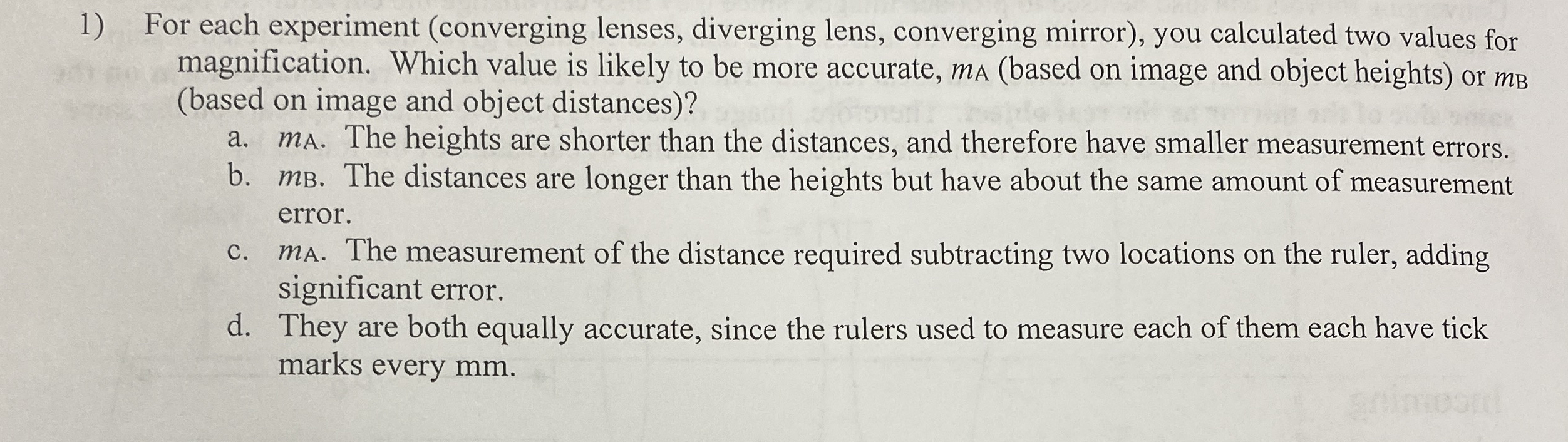 Solved For each experiment (converging lenses, diverging | Chegg.com