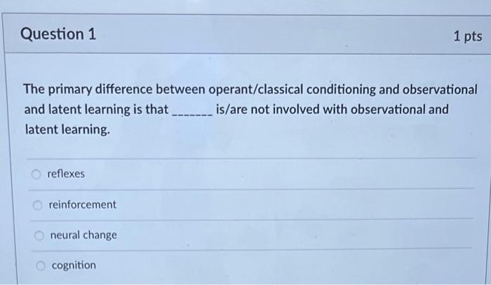 Solved The primary difference between operant/classical | Chegg.com