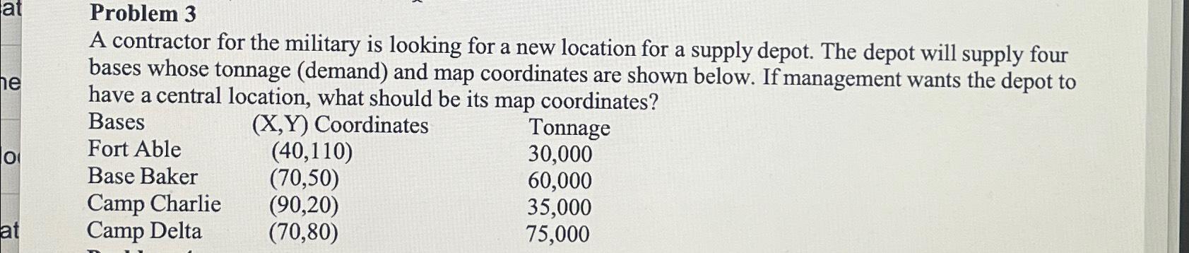 Solved Problem 3A contractor for the military is looking for | Chegg.com