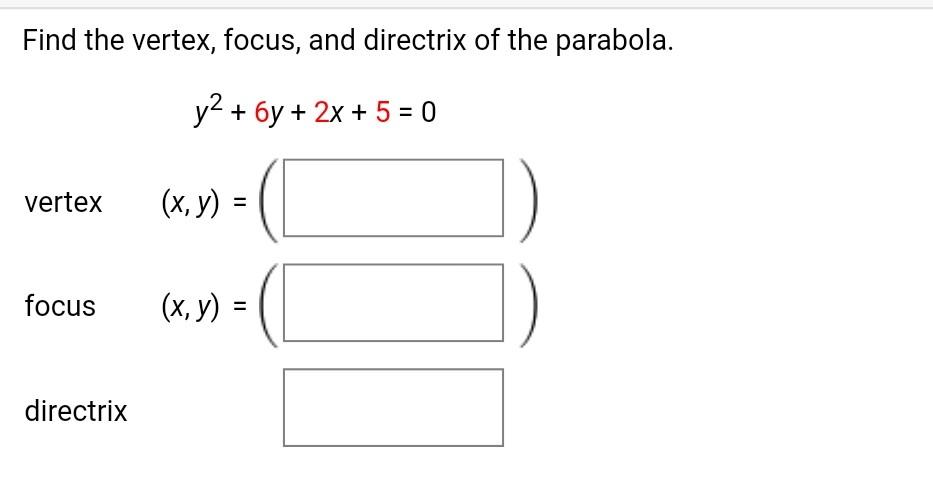 Solved Find the vertex, focus, and directrix of the | Chegg.com