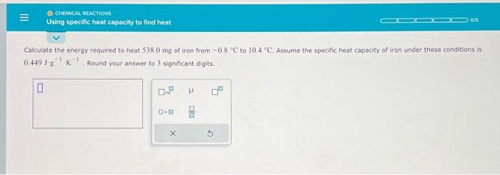 Solved OCHEMICAL REACTIONS Using specific heat capacity to | Chegg.com