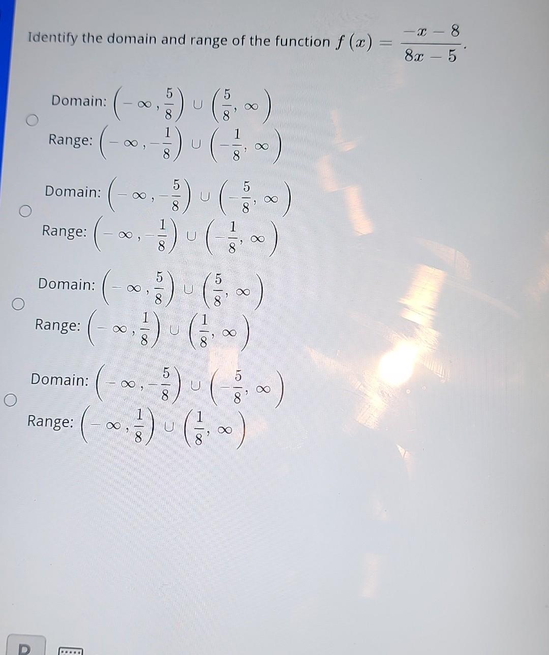 Solved Identify the domain and range of the function | Chegg.com