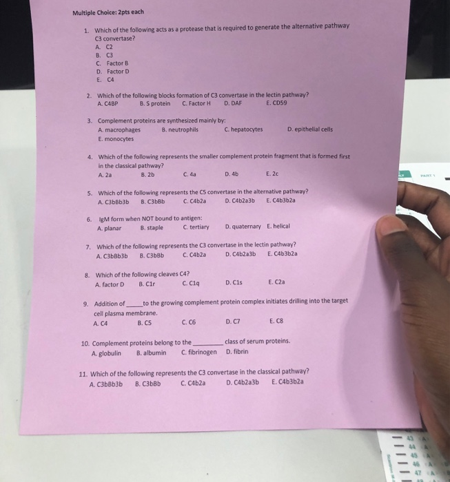 Solved Multiple Choice: 2pts each 1. Which of the following | Chegg.com