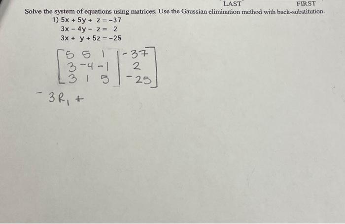 Solved Solve the system of equations using matrices. Use the | Chegg.com
