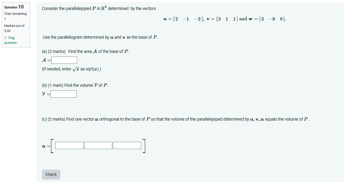 Solved Consider the parallelepiped P in R3 ﻿determined by | Chegg.com