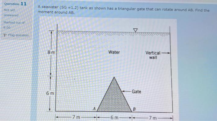Solved Question 11 Not yet answered A seawater (SG =1.2) | Chegg.com