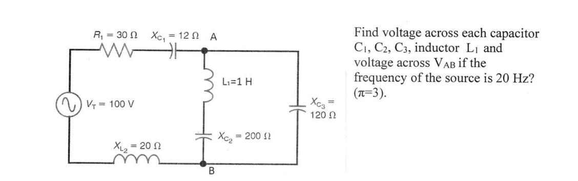 Solved Find voltage across each capacitor C1,C2,C3, | Chegg.com